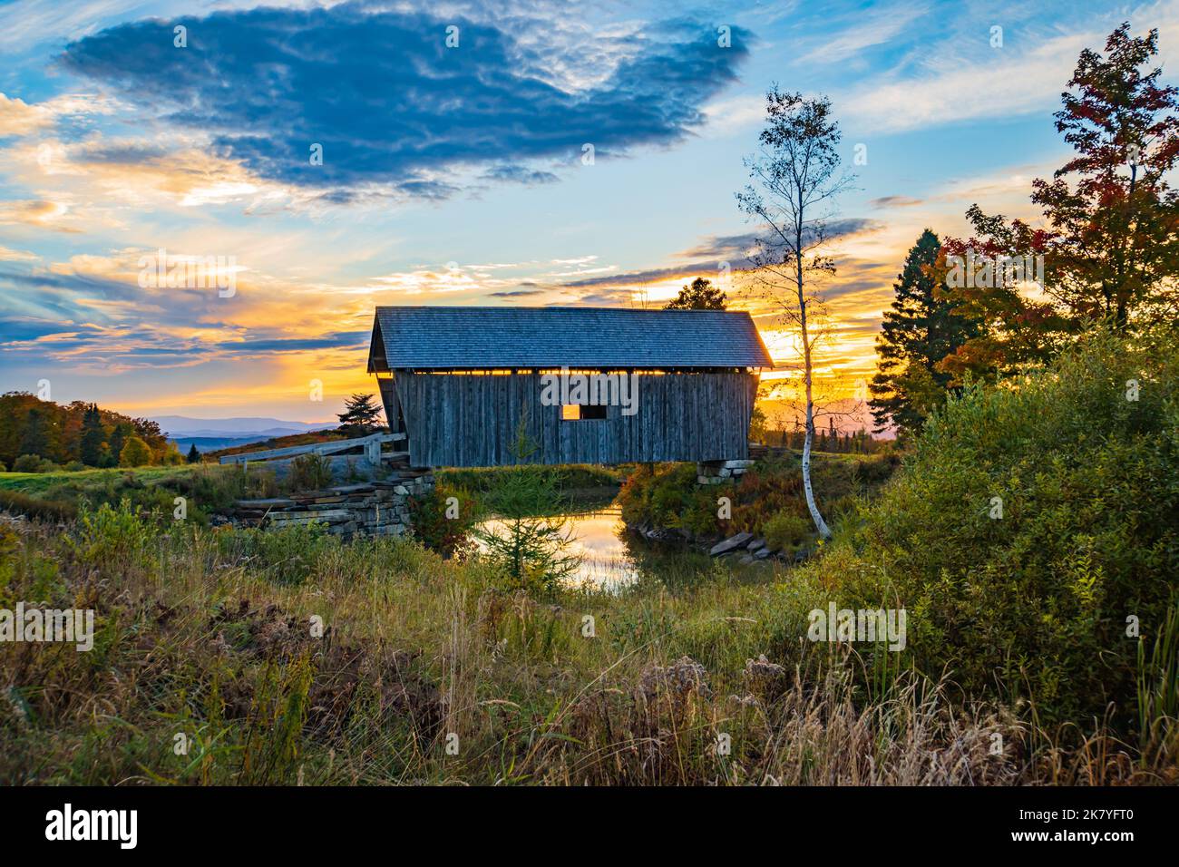 the AM Foster covered bridge in Cabot, Vermont Stock Photo - Alamy