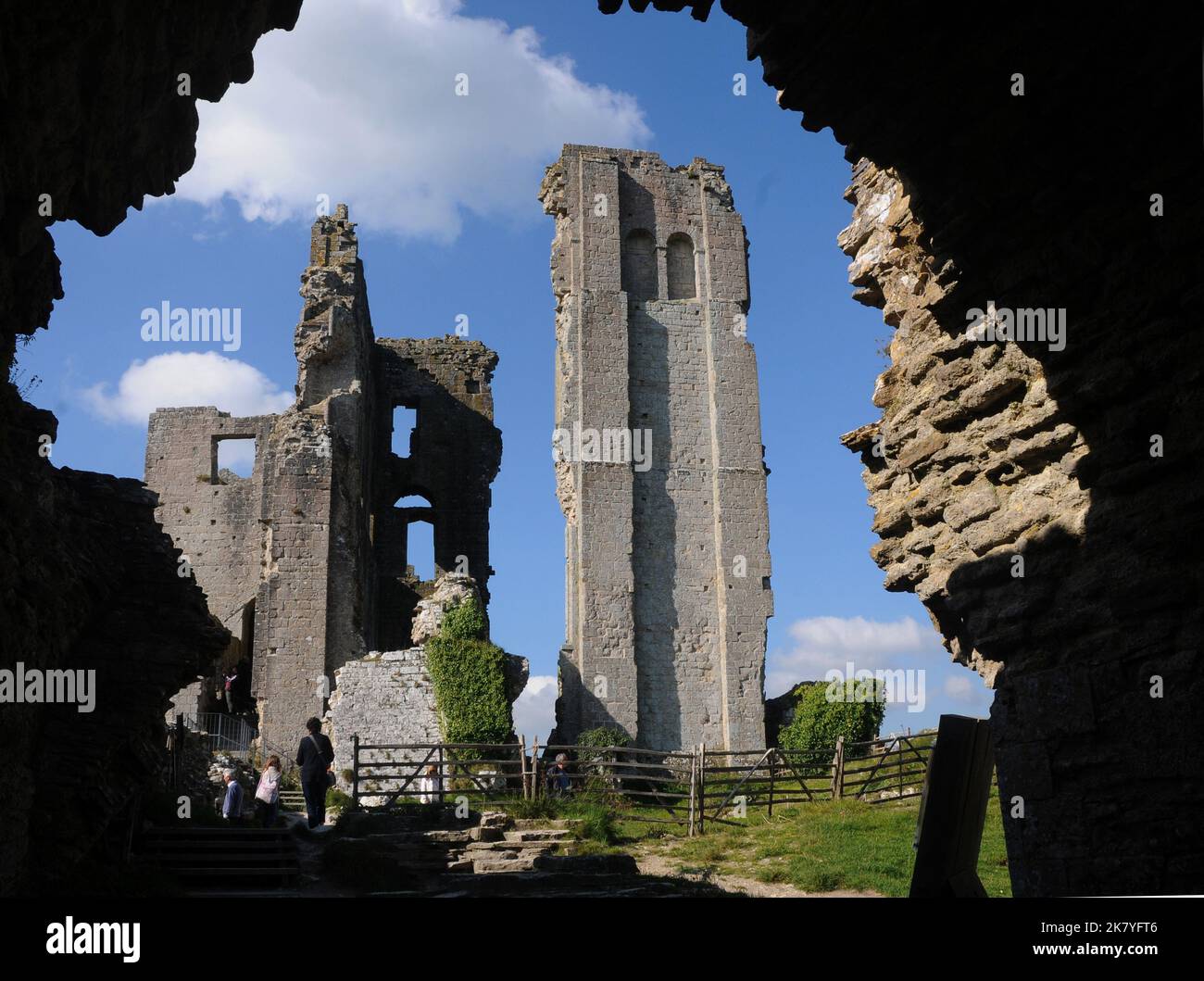 CORFE CASTLE AND THE VILLAGE OF CORFE CASTLE, PURBECK HILLS, DORSET ...