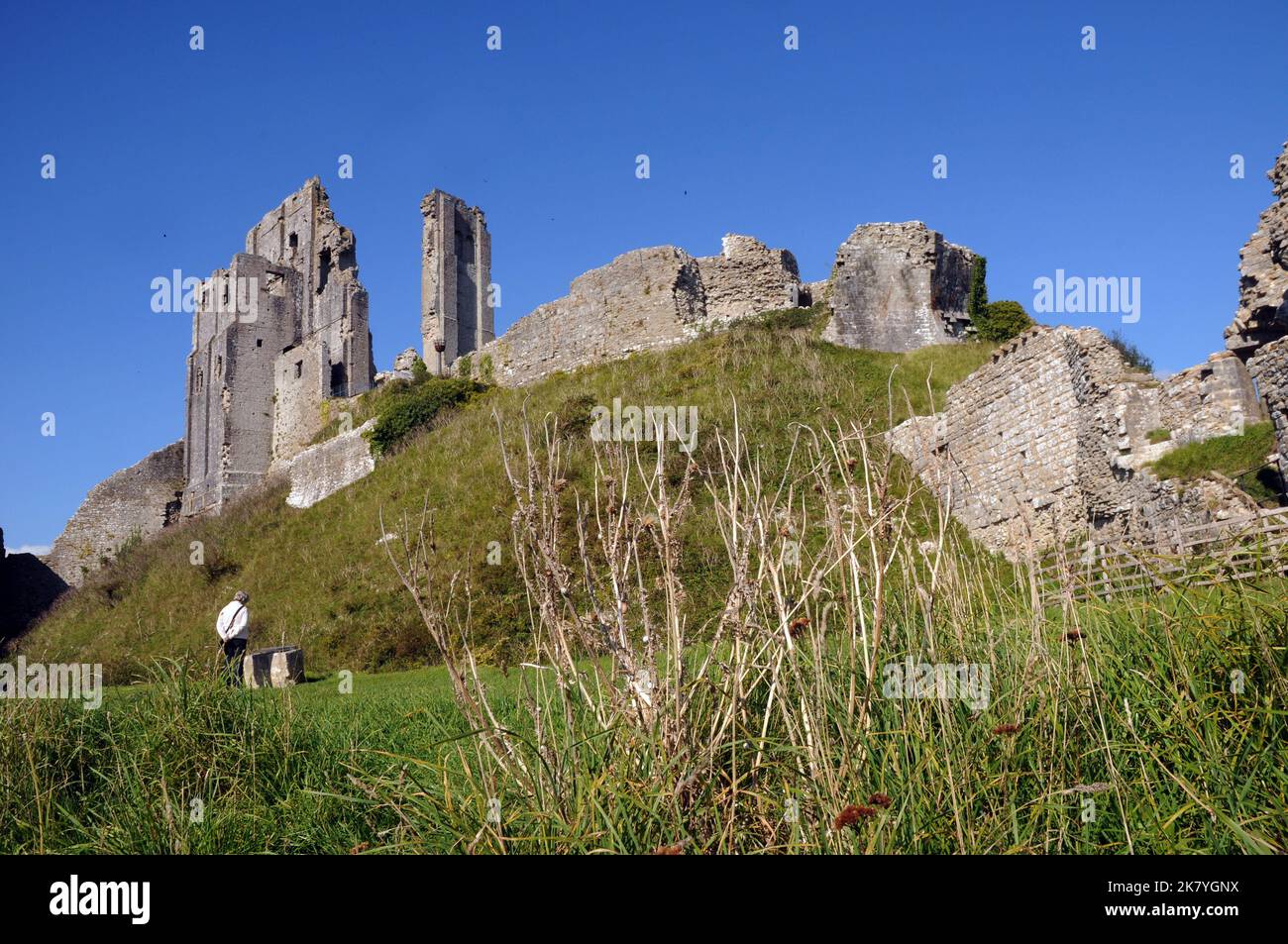 CORFE CASTLE AND THE VILLAGE OF CORFE CASTLE, PURBECK HILLS, DORSET ...