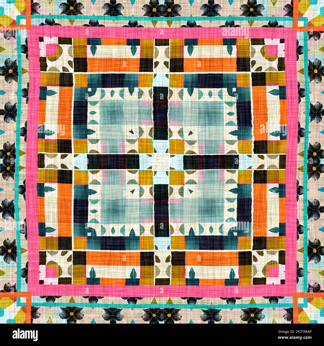 Kitsch pattern geometric retro design in seamless background. Trendy ...