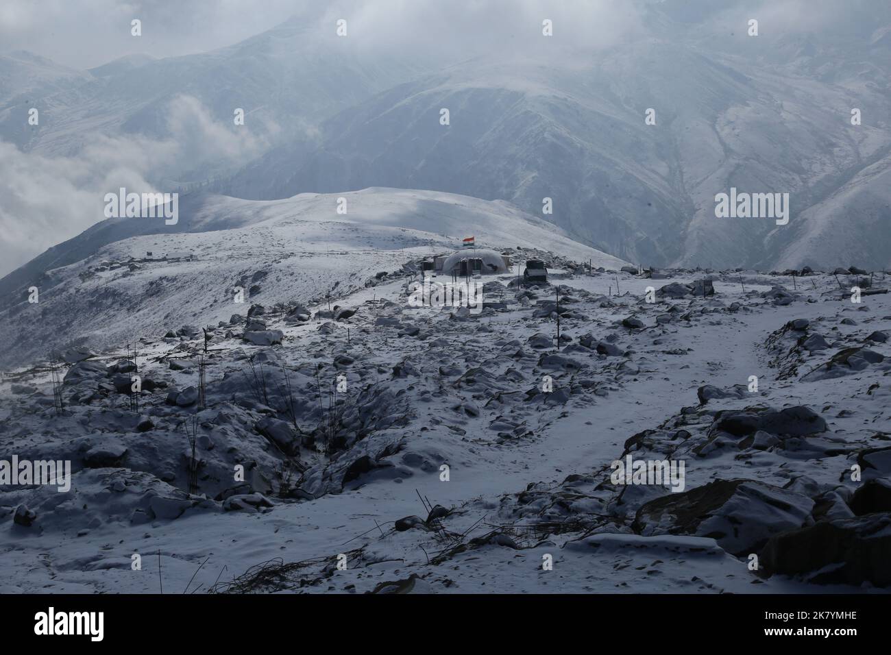 Srinagar, India. 19th Oct, 2022. A view of the fresh snowfall at ...