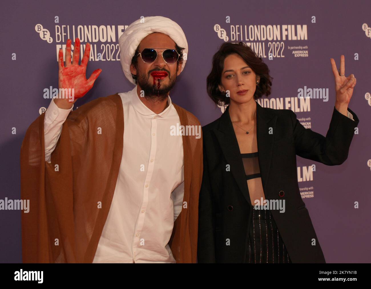 London, UK. Director Ali Abbasi with Zahra Amir Ebrahimi (also known as Zar Amir Ebrahimi) at ...