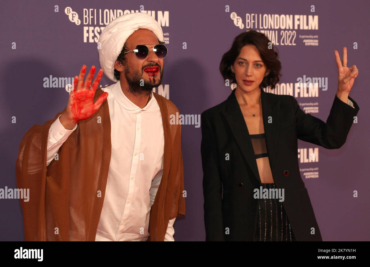 London, UK. Director Ali Abbasi with Zahra Amir Ebrahimi (also known as Zar Amir Ebrahimi) at ...
