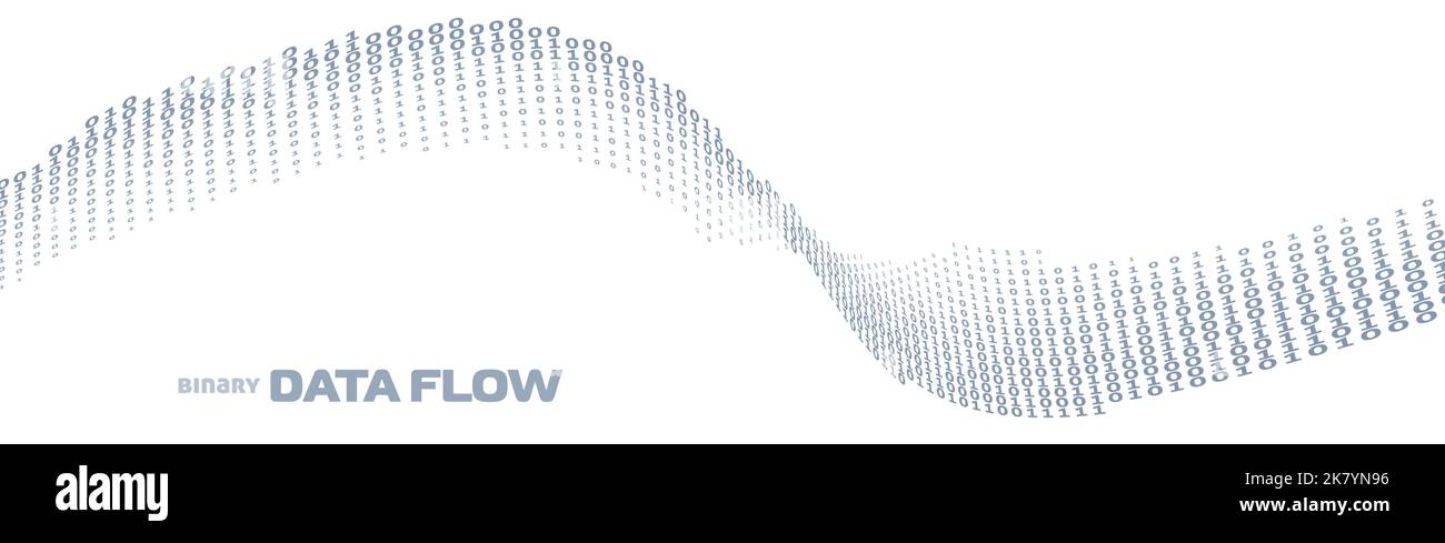 Digital stream. Binary wavy data flow by ones and zeros. Vector graphics Stock Vector Image ...