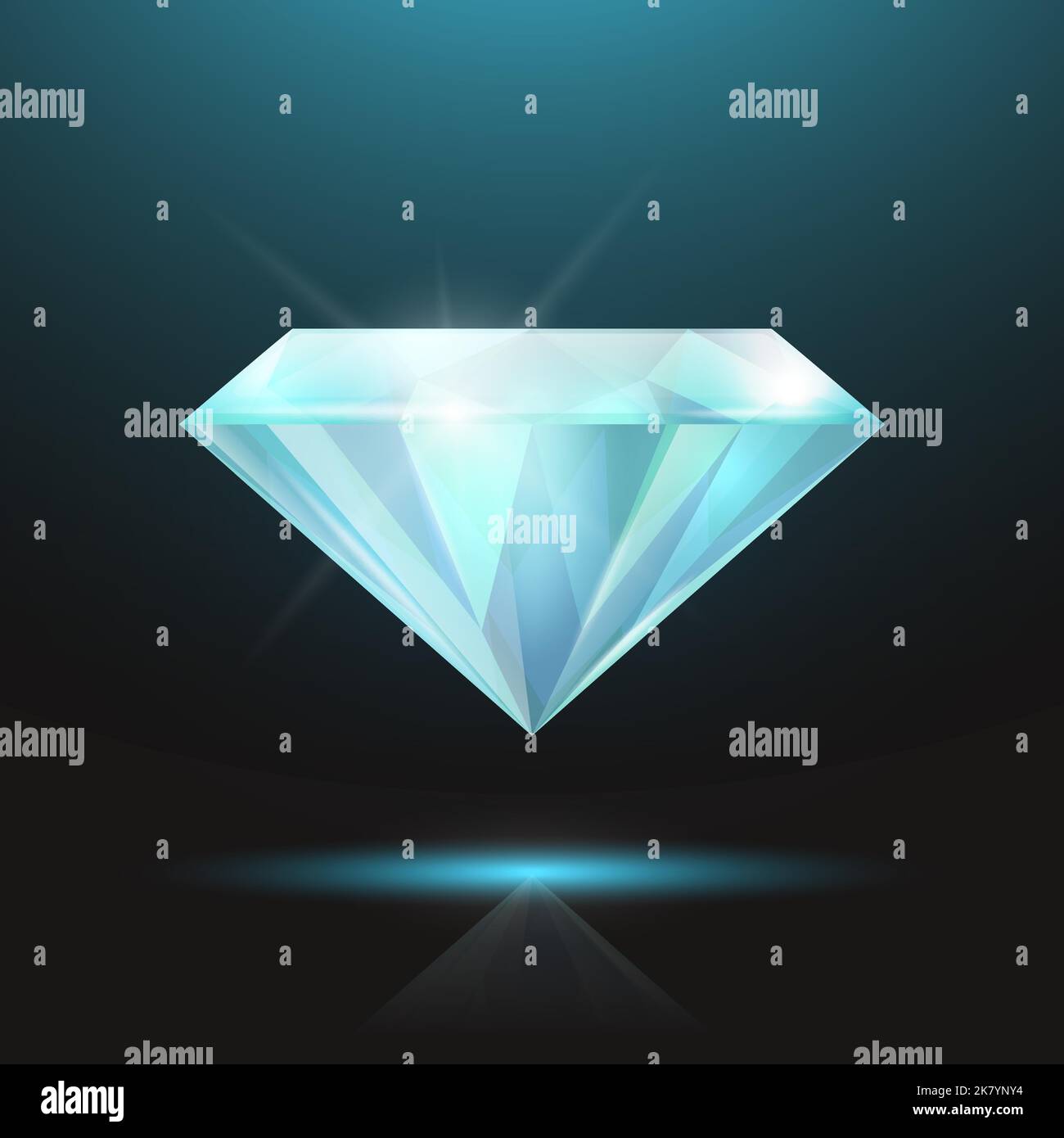 Vector 3d Realistic Blue Transparent Triangle Glowing Gemstone, Diamond ...
