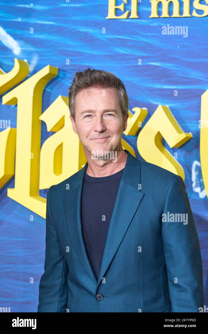 October 19, 2022, Madrid, Madrid, Spain: Edward Norton attends â€˜Glass ...
