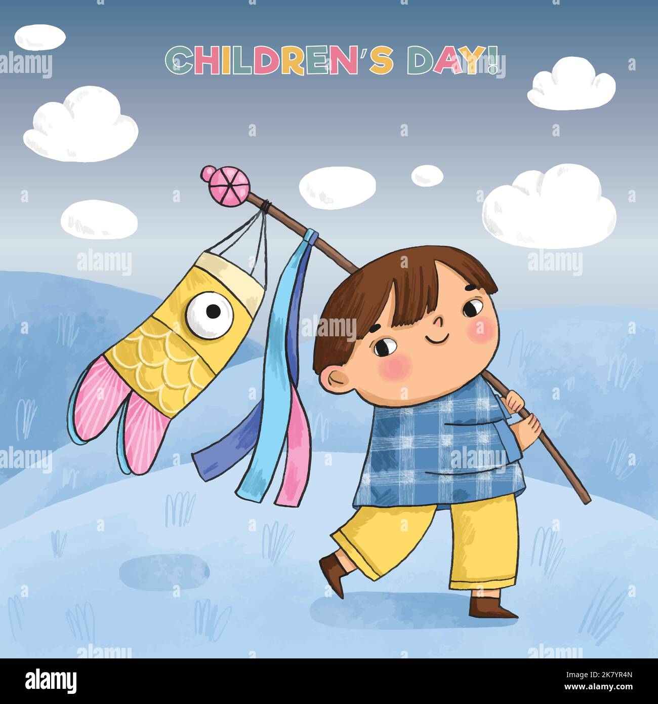hand drawn childrens day vector design illustration Stock Vector Image ...