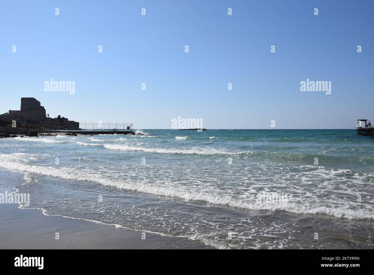 Fishermen on a Dock on Atlit Beach - Atlit Beach Reserve along Highway ...
