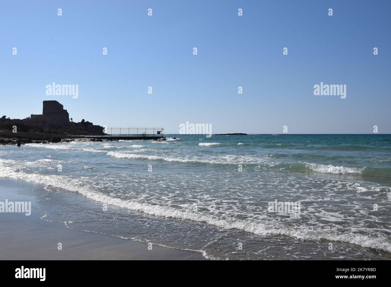 Fishermen on a Dock on Atlit Beach - Atlit Beach Reserve along Highway ...