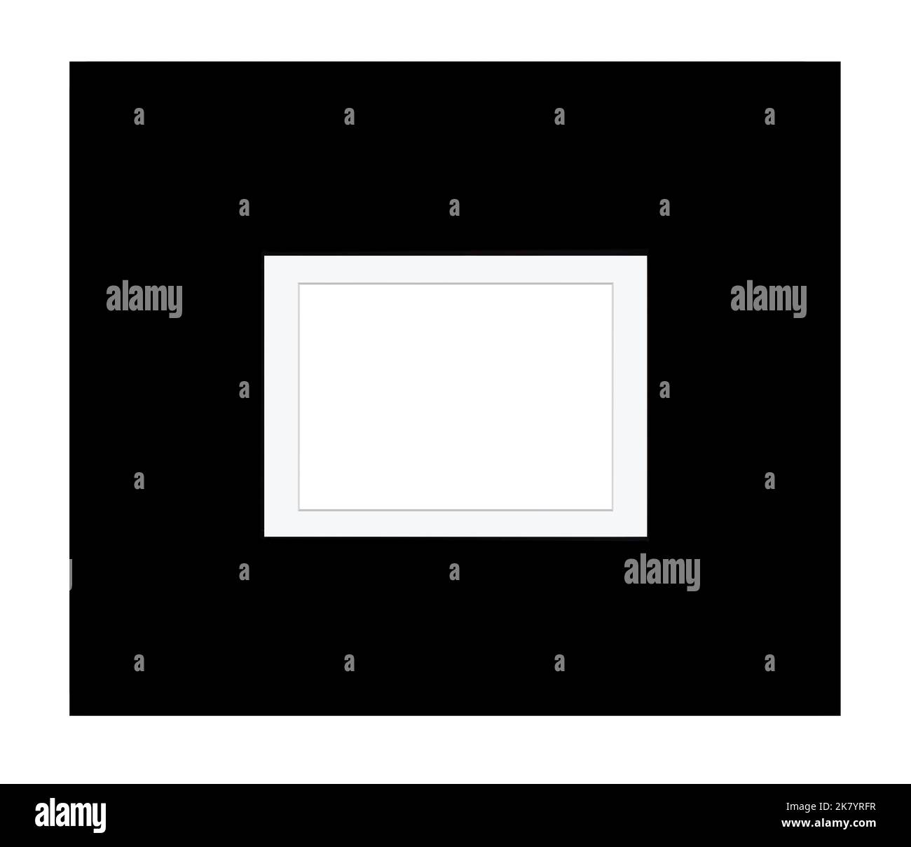 wide black picture frame with beveled mat board isolated on a white ...