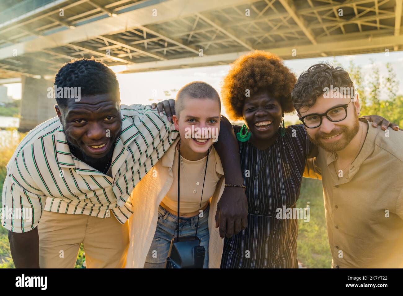 Cool, laid-back, smiling group of diverse people having fun, laughing ...