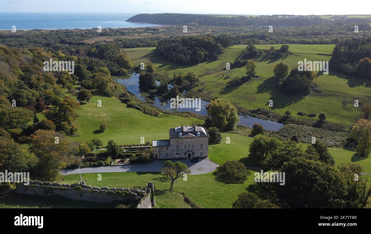 Aerial archive photos of Penrice Castle Estate Oxwich Gower Wales in ...
