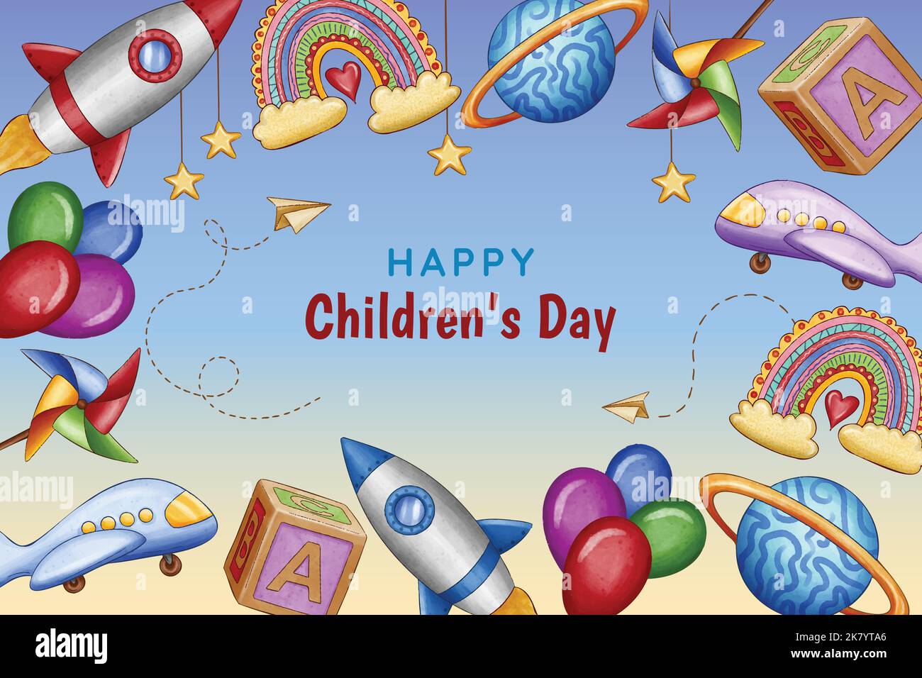 watercolor world children s day background vector design illustration ...