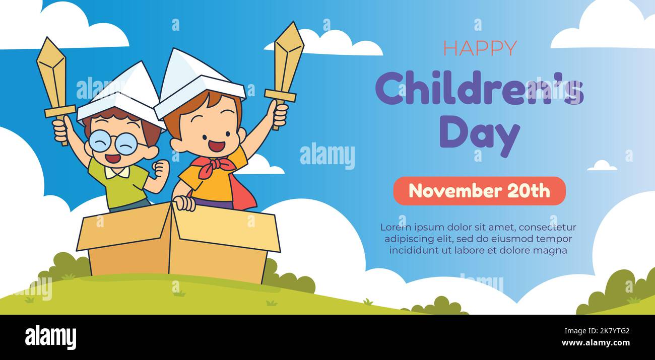 hand drawn world children s day banner template vector design ...