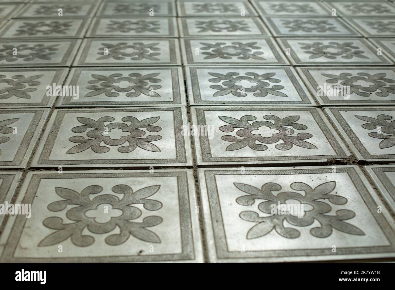 Surface is made of squares. Bar of stone. Floor details. Interior in ...