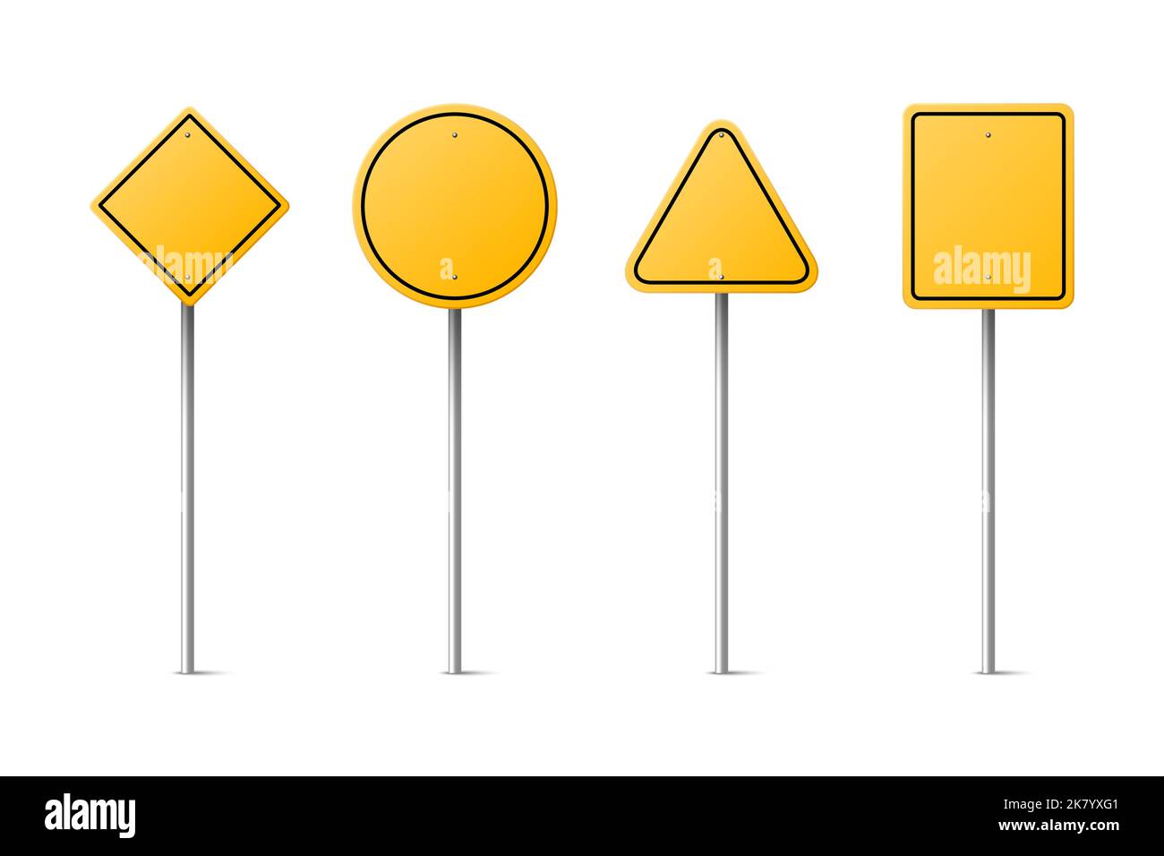 Vector Yellow Warning, Danger Stop Sign Frame in Full Length Icon Set ...