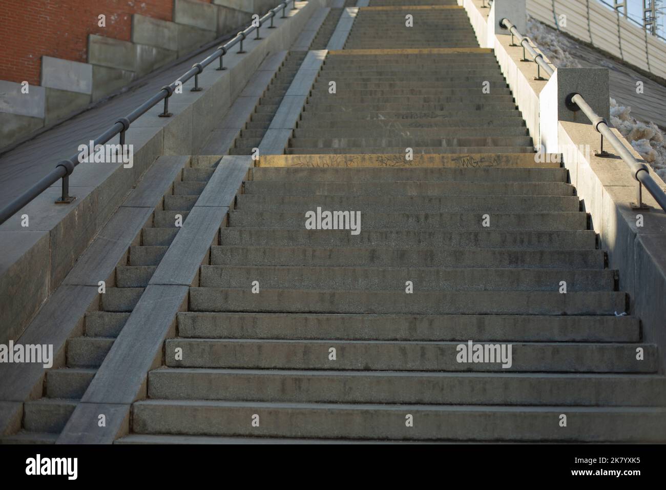 Long staircase up. Architecture details. Steps and ramp for lifting ...