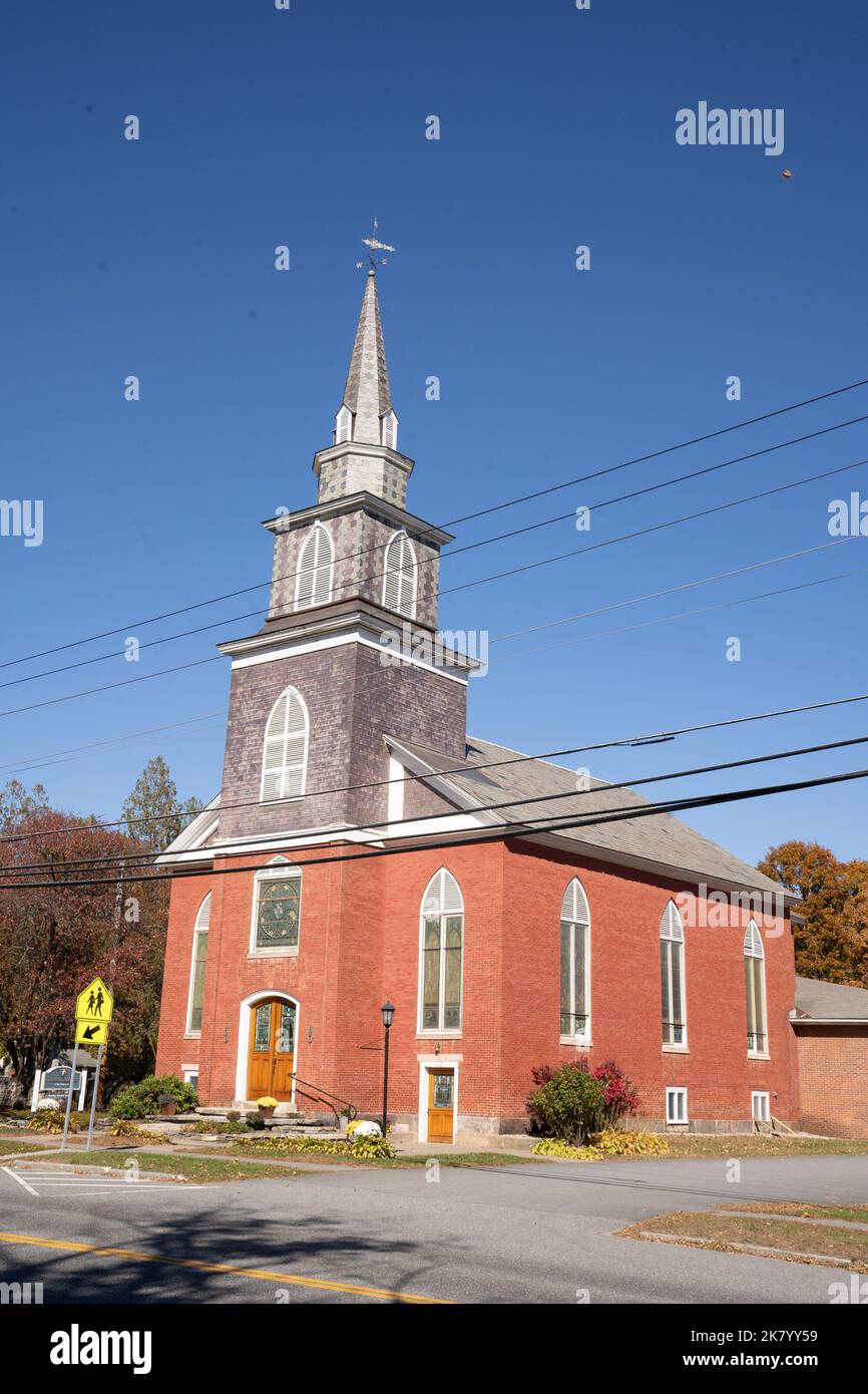 Chester, VT - USA - Oct. 8, 2022 Vertical view of the iconic brick ...