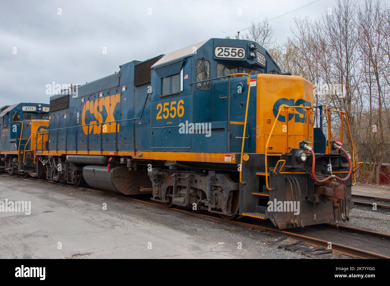 CSX EMD GP38-2 Diesel Locomotive # 2556 at Massena CSX train station in town of Massena, New ...