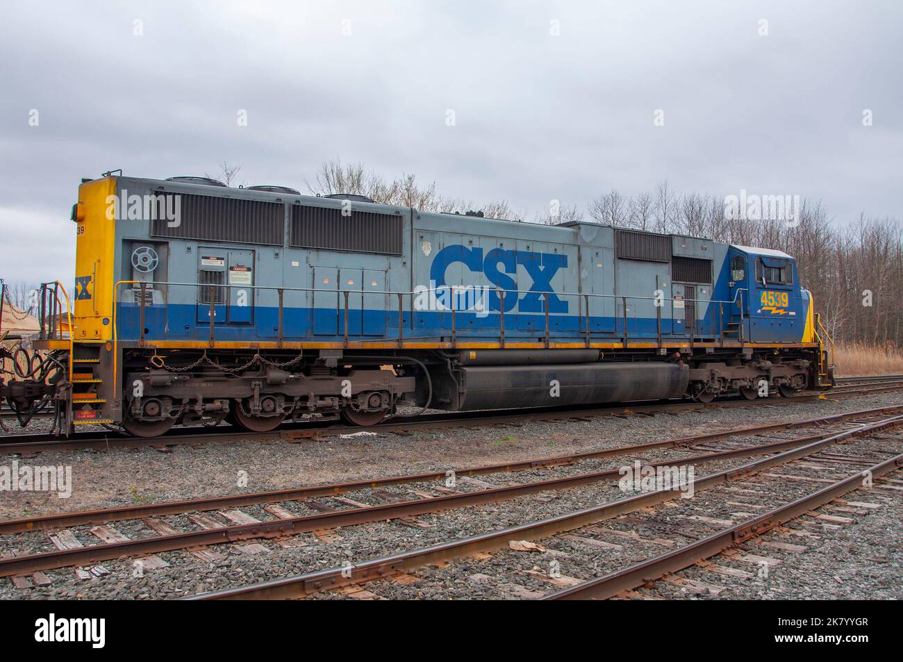 CSX EMD SD70 Diesel Locomotive # 4539 at Massena CSX train station in town of Massena, New York ...