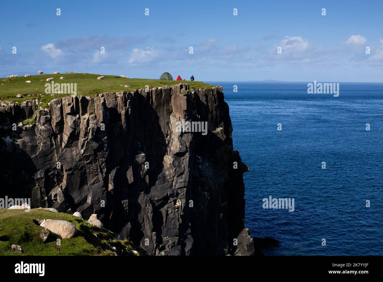 Tent on the cliffs at Neist Point Lighthouse on the Isle of Skye ...