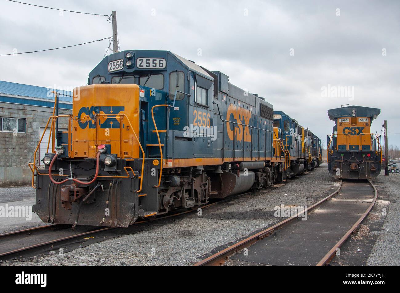 CSX EMD GP38-2 Diesel Locomotive # 2556 at Massena CSX train station in ...
