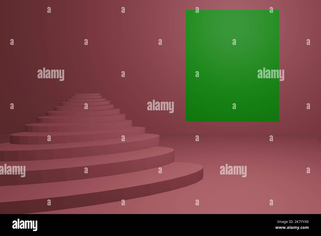 stair and green chroma key in the background, movie theater poster 3d ...
