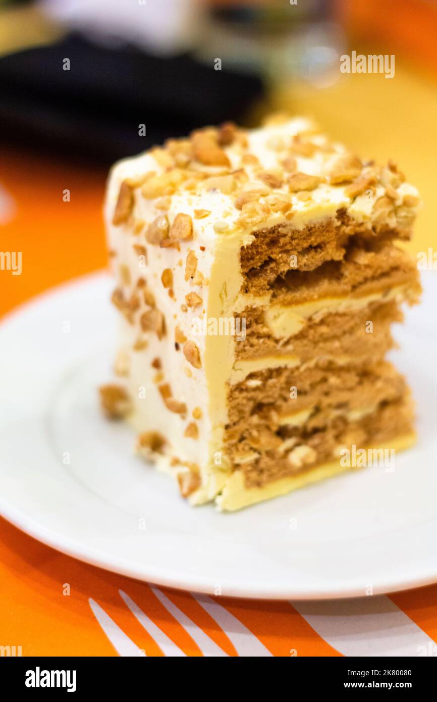 Sans rival cake slice at a cafe in the Philippines Stock Photo - Alamy