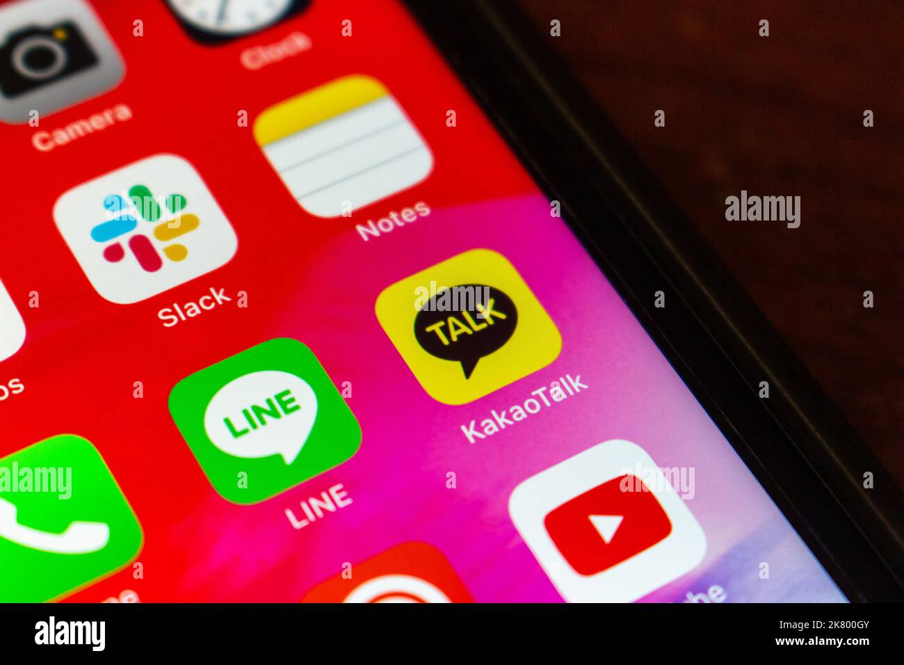 Vancouver, CANADA - Oct 18 2022 : Icon of Korea's biggest mobile messaging app KakaoTalk on ...