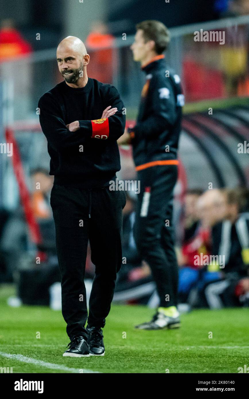 Mechelen's new head coach Steven Defour reacts during a soccer match ...