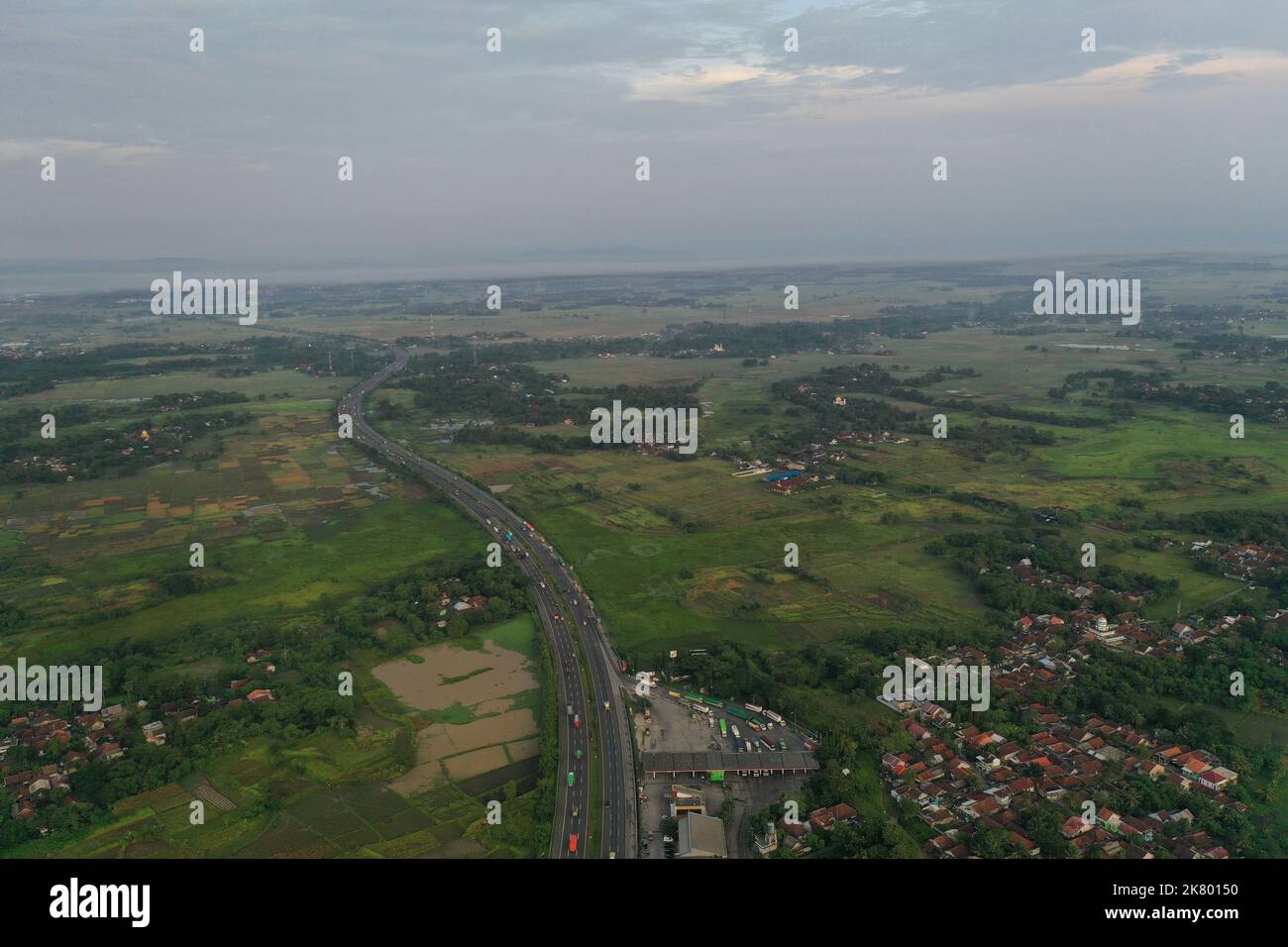 Aerial view sunrise of landscape at east Banten province, Banten ...