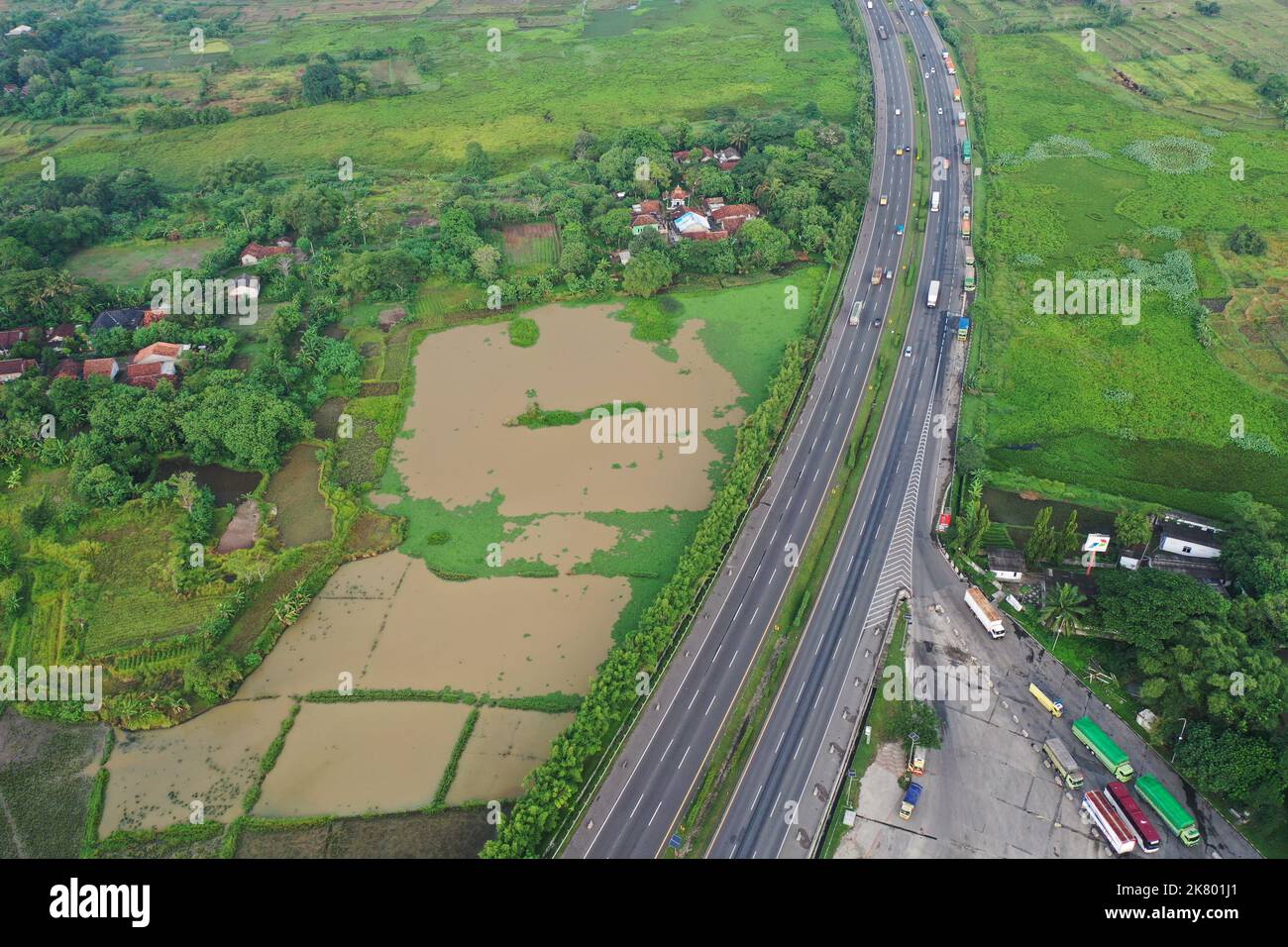 Aerial view sunrise of landscape at east Banten province, Banten ...