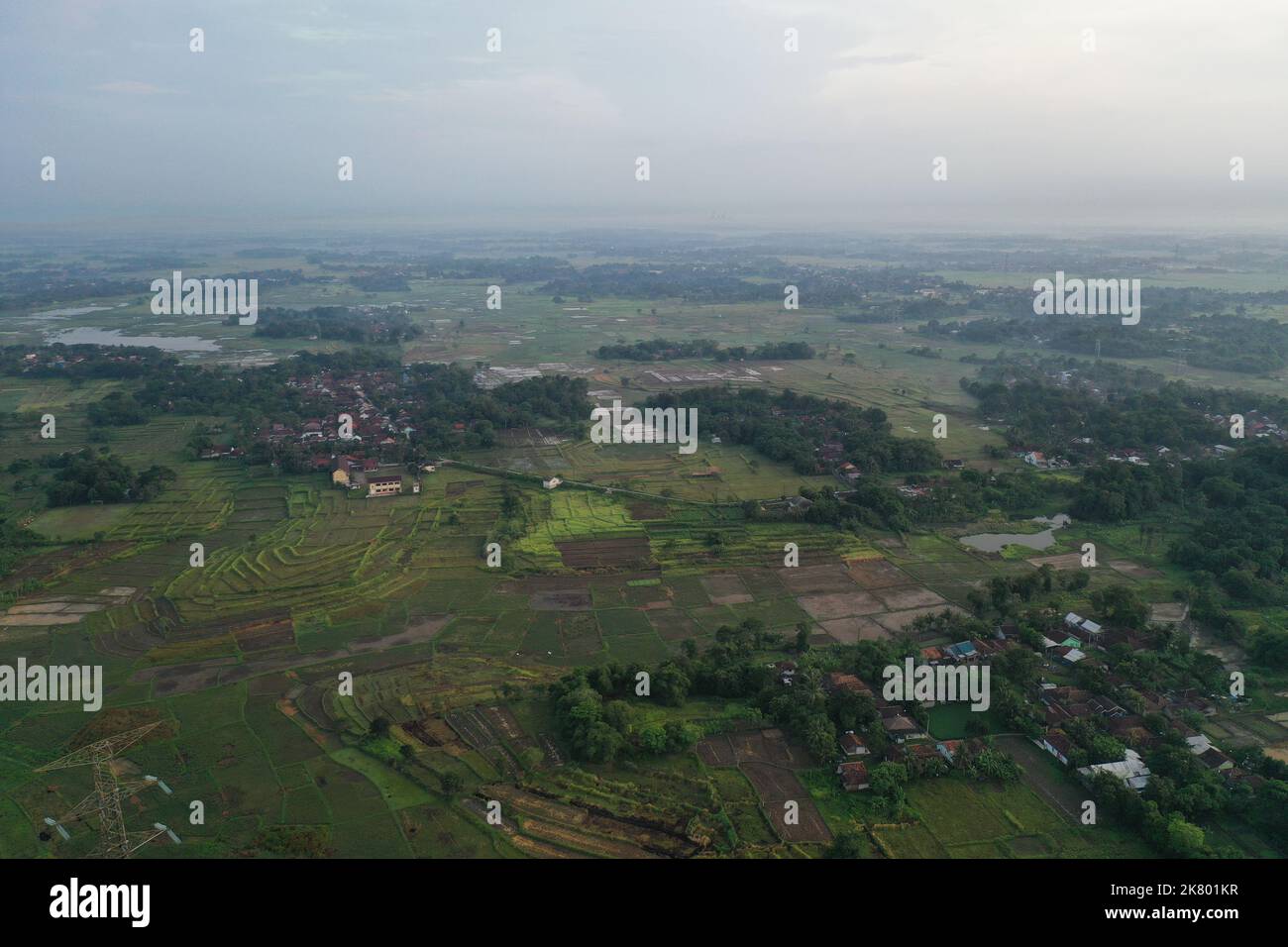 Aerial view sunrise of landscape at east Banten province, Banten ...
