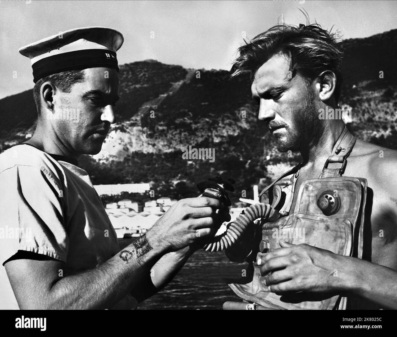 Michael Craig & Laurence Harvey Film: The Silent Enemy (1958 ...