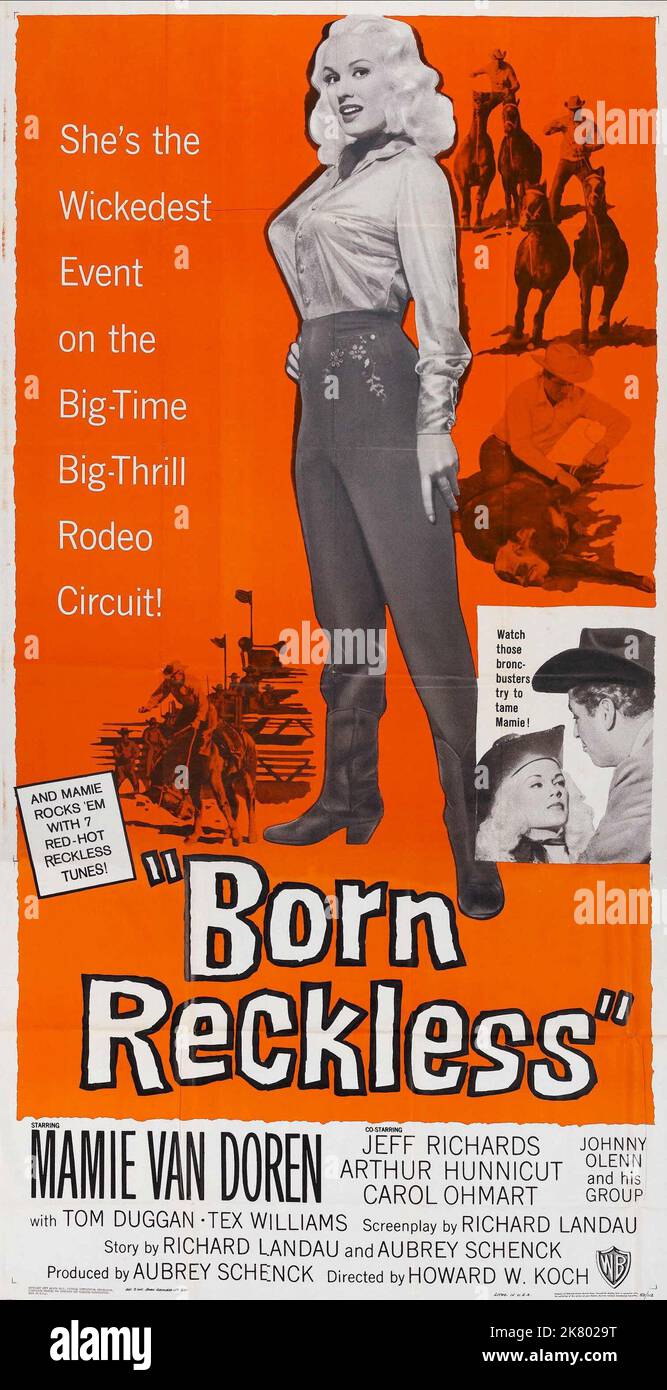 Mamie Van Doren Poster Film Born Reckless (1958) Characters: Jackie ...