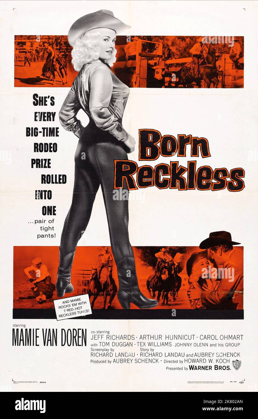 Mamie Van Doren Poster Film Born Reckless (1958) Characters: Jackie ...