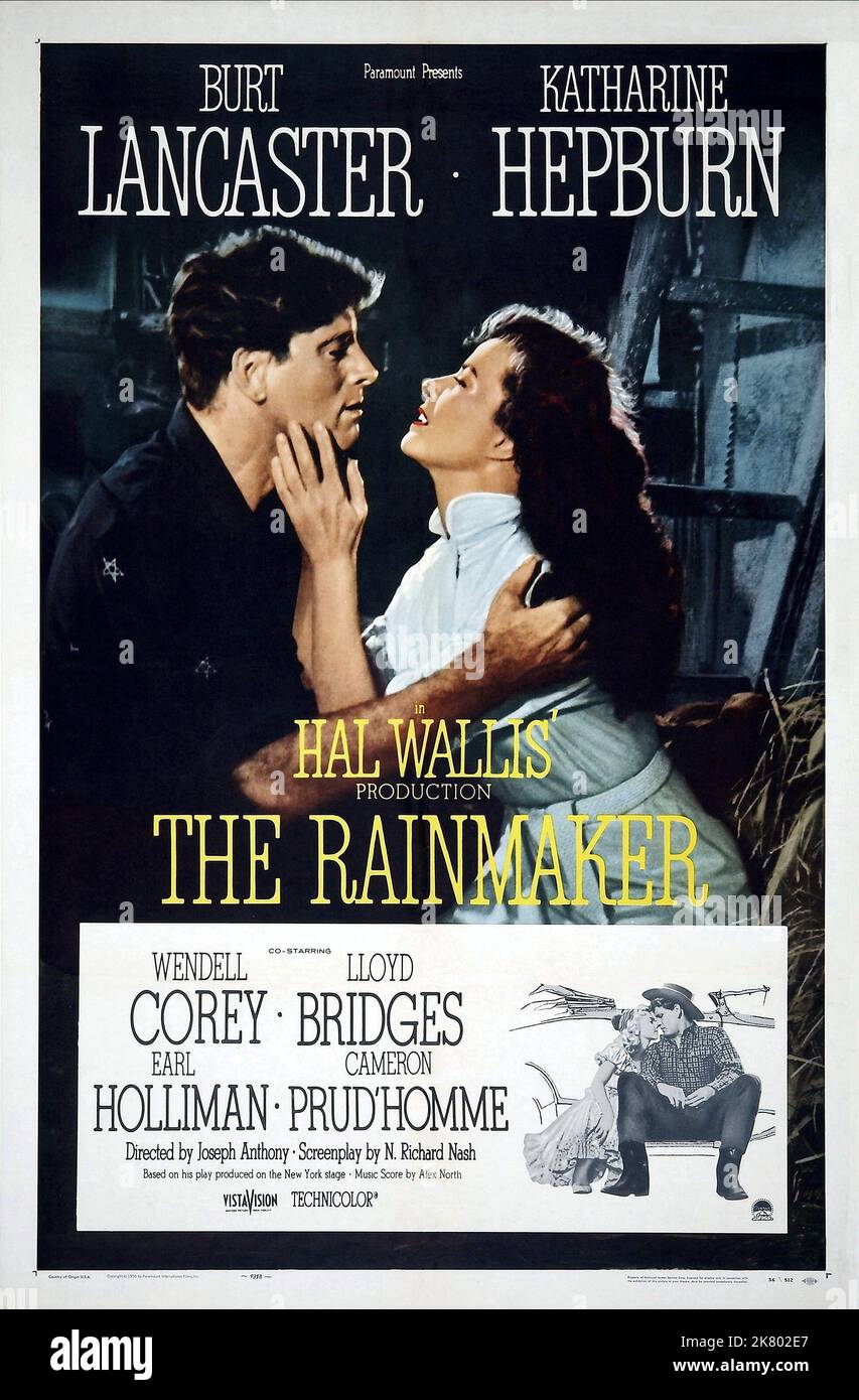 Burt Lancaster & Katharine Hepburn Poster Film: The Rainmaker (1959 ...