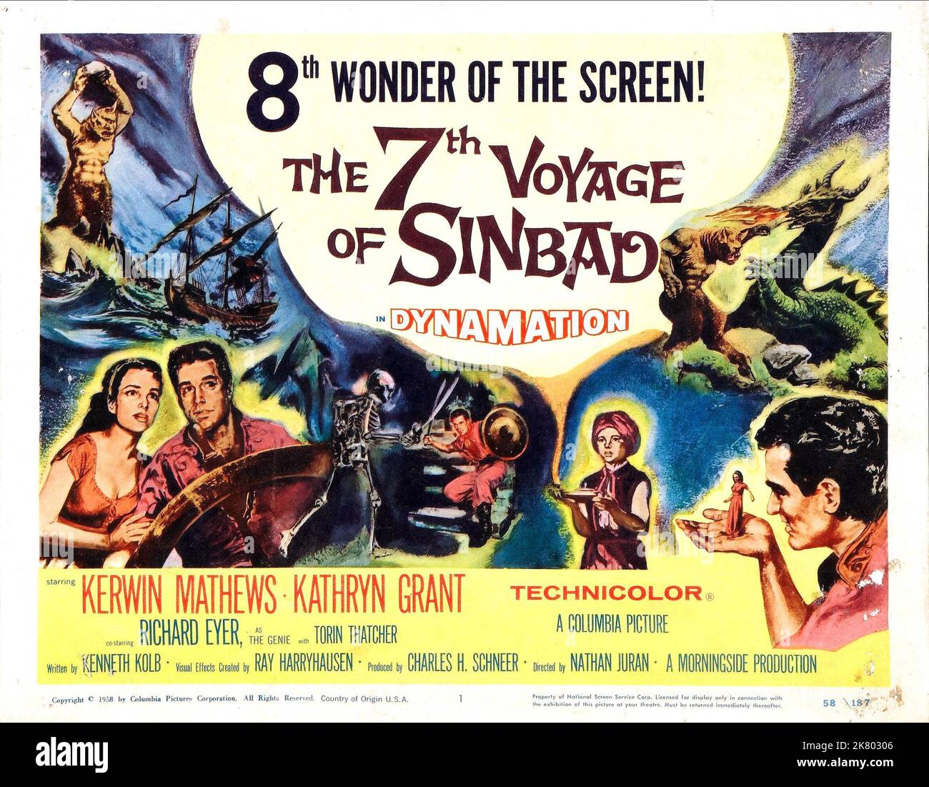 Kerwin Mathews & Kathryn Grant Poster Film: The 7th Voyage Of Sinbad ...