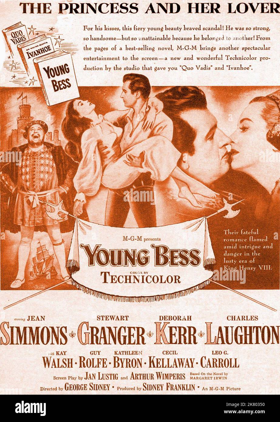 Jean Simmons & Stewart Granger Poster Film Young Bess (1953) Characters ...