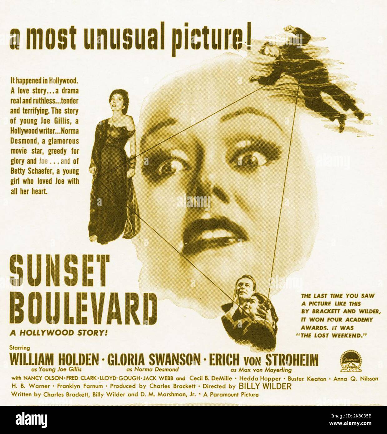 Gloria Swanson & William Holden Film Poster Film Sunset Boulevard; Sunset Blvd (USA 1950 ...