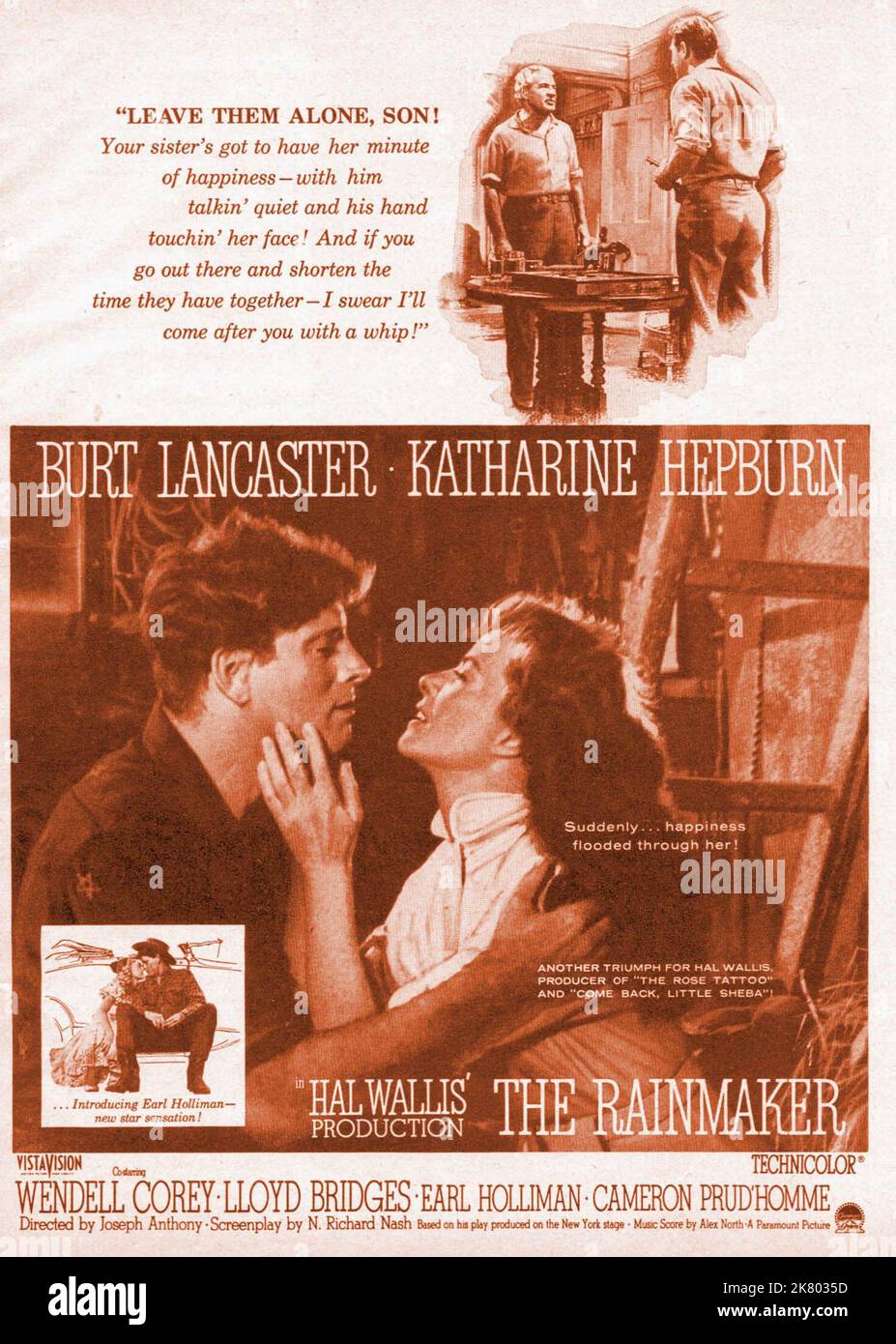 Katharine Hepburn & Burt Lancaster Poster Film The Rainmaker (1952 ...
