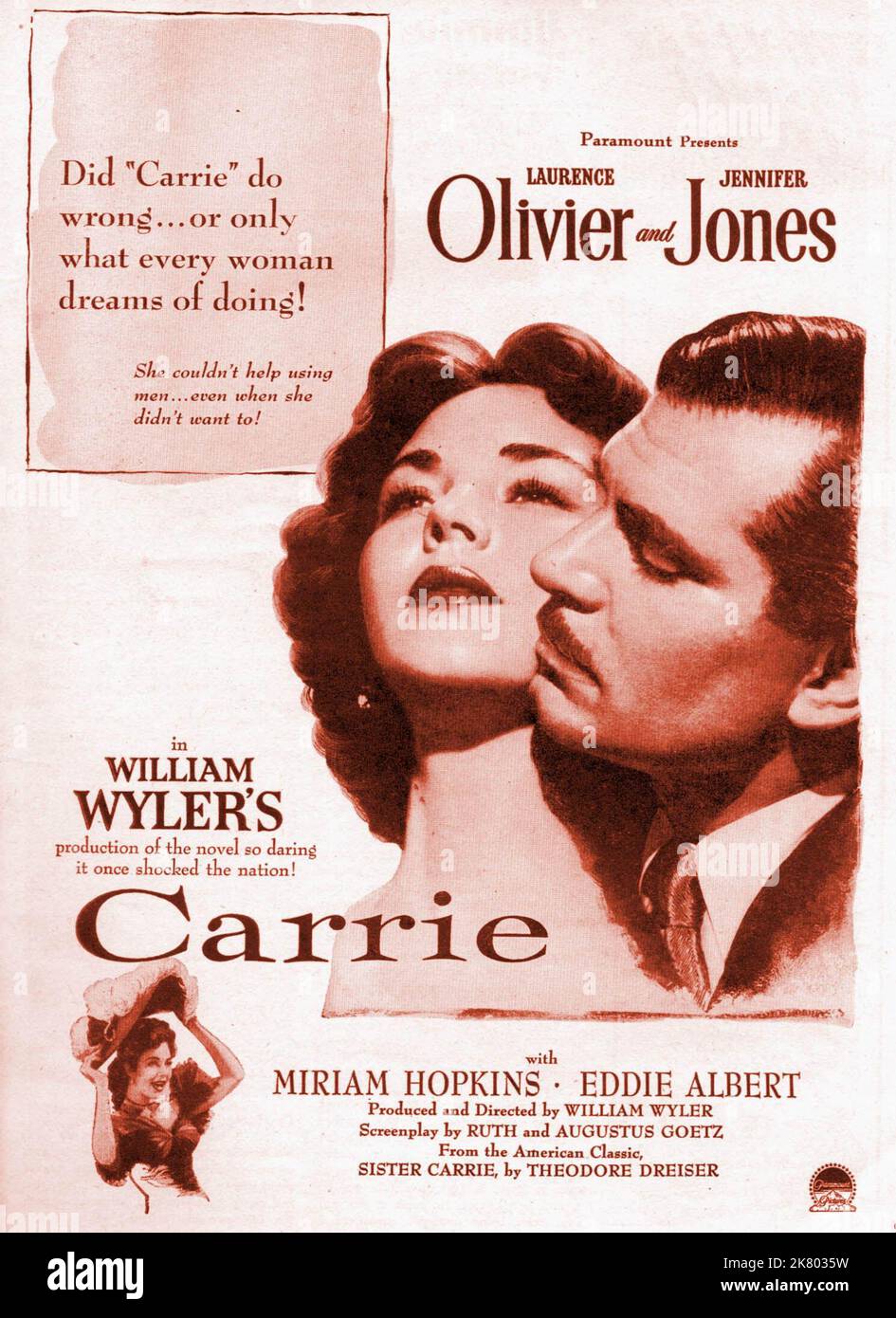 Jennifer Jones & Laurence Olivier Film Poster Film: Carrie (1953) Characters: Carrie Meeber & 07 ...