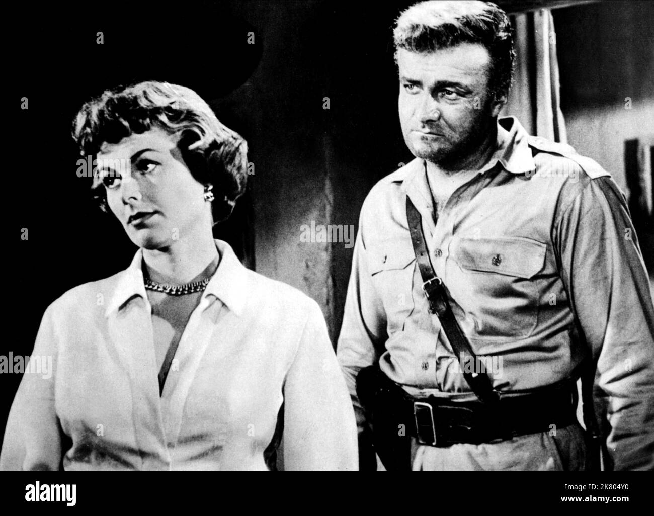 Barbara Hale & Brian Keith Film Desert Hell (1958) Characters: Celie Edwards & Capt. Robert ...