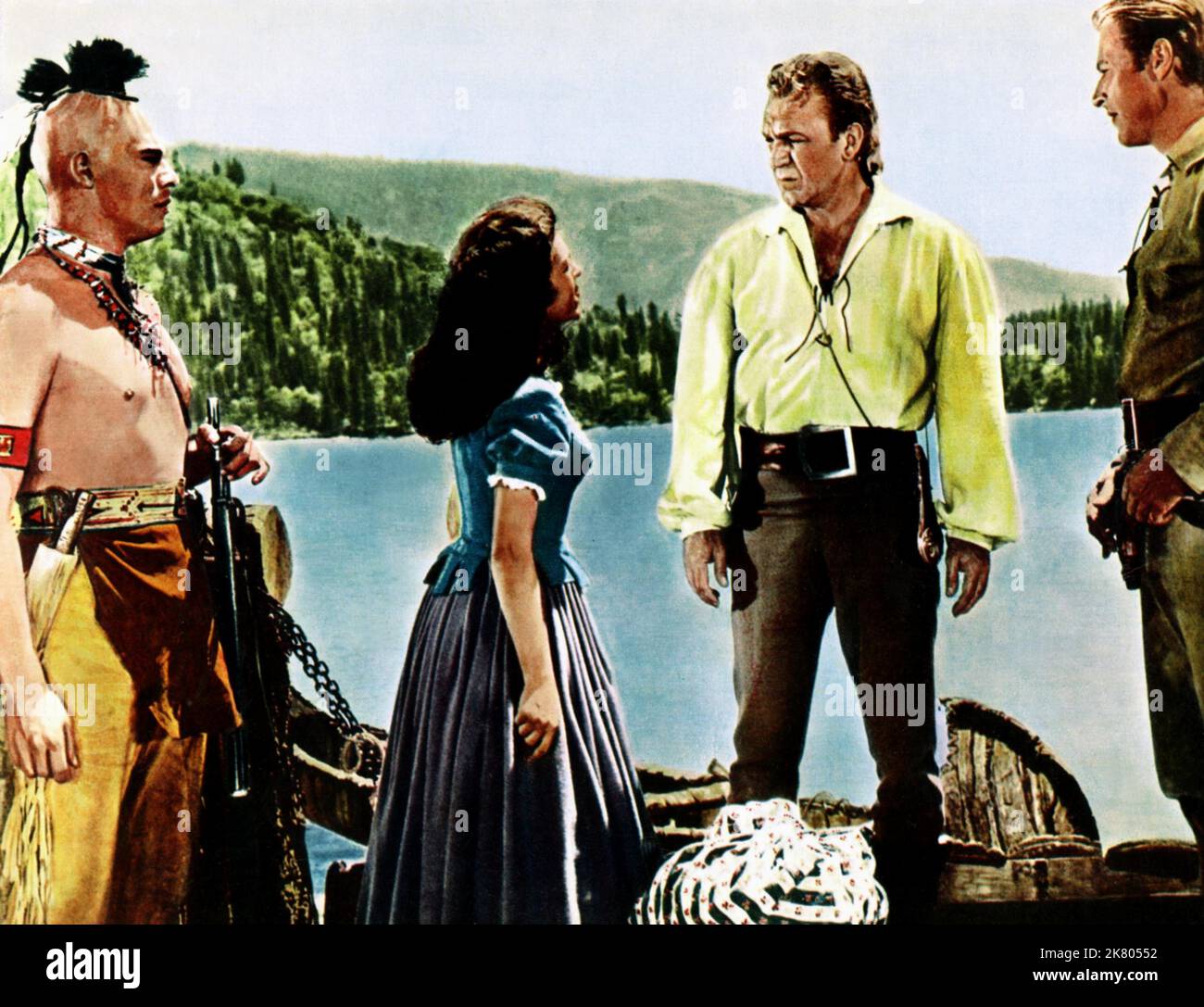 Cathy O'Donnell, Forrest Tucker & Lex Barker Film The Deerslayer (1951 ...