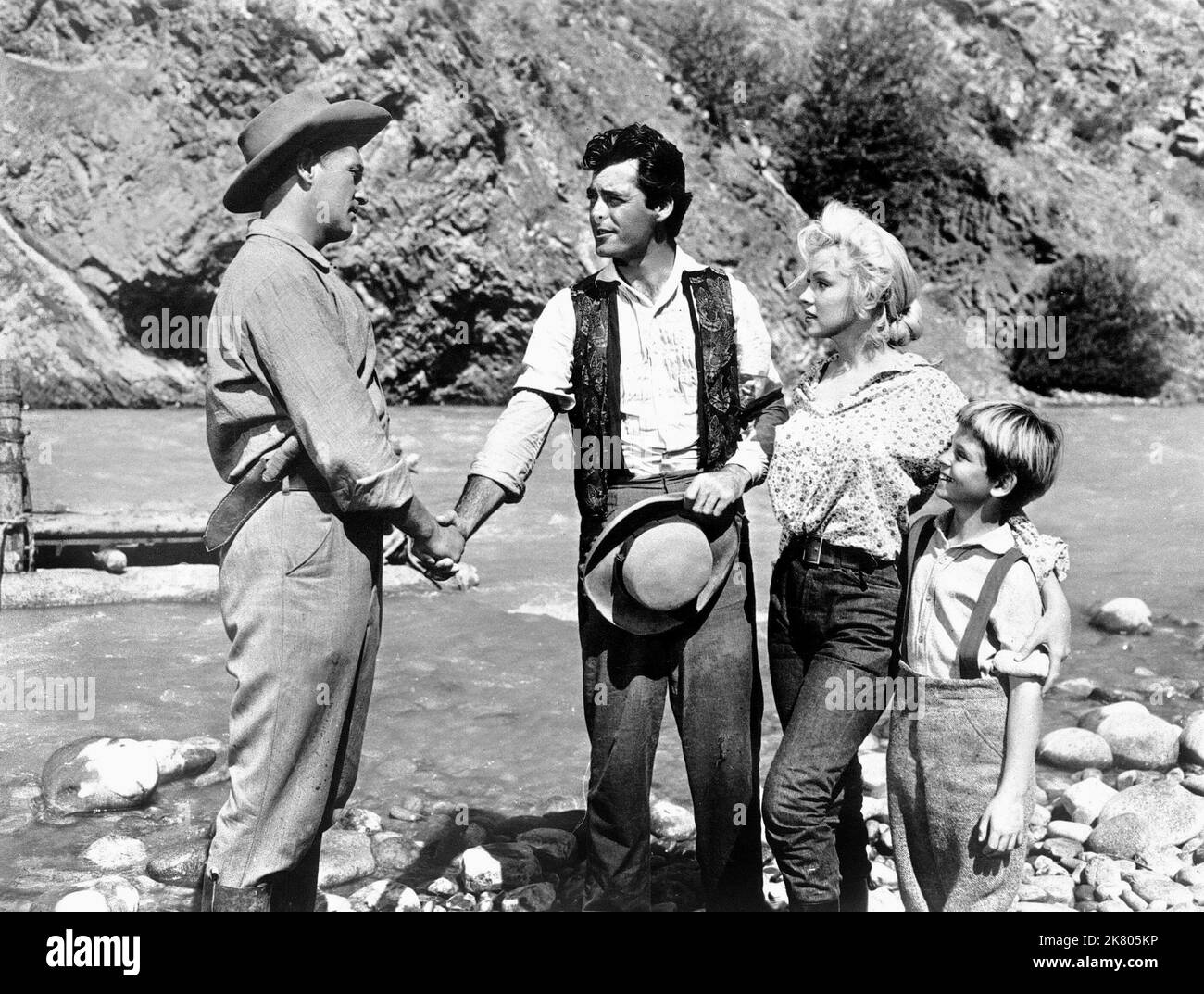 Robert Mitchum, Rory Calhoun, Marilyn Monroe & Tommy Rettig Film: River ...