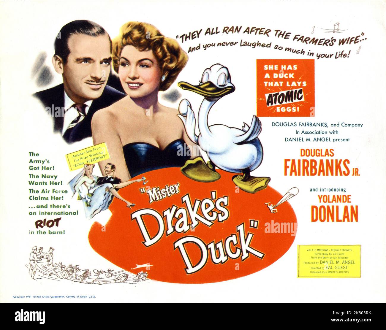 Douglas Fairbanks Jr. & Yolande Donlan Film: Mister Drake'S Duck (UK 1951) Characters: Donald ...