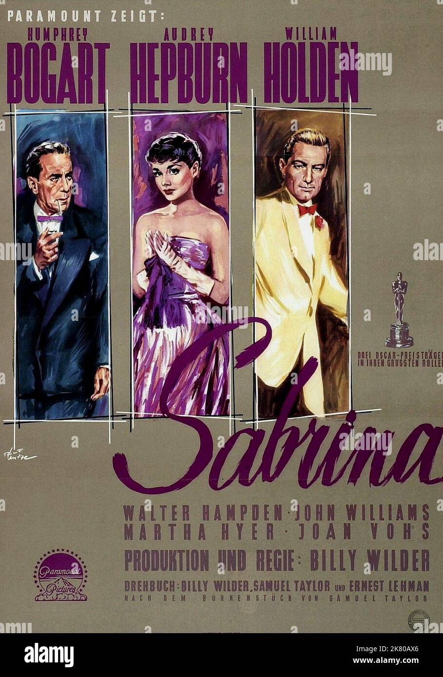 Humphrey Bogart, Audrey Hepburn & William Holden Poster Film: Sabrina; Sabrina Fair (USA 1954 ...