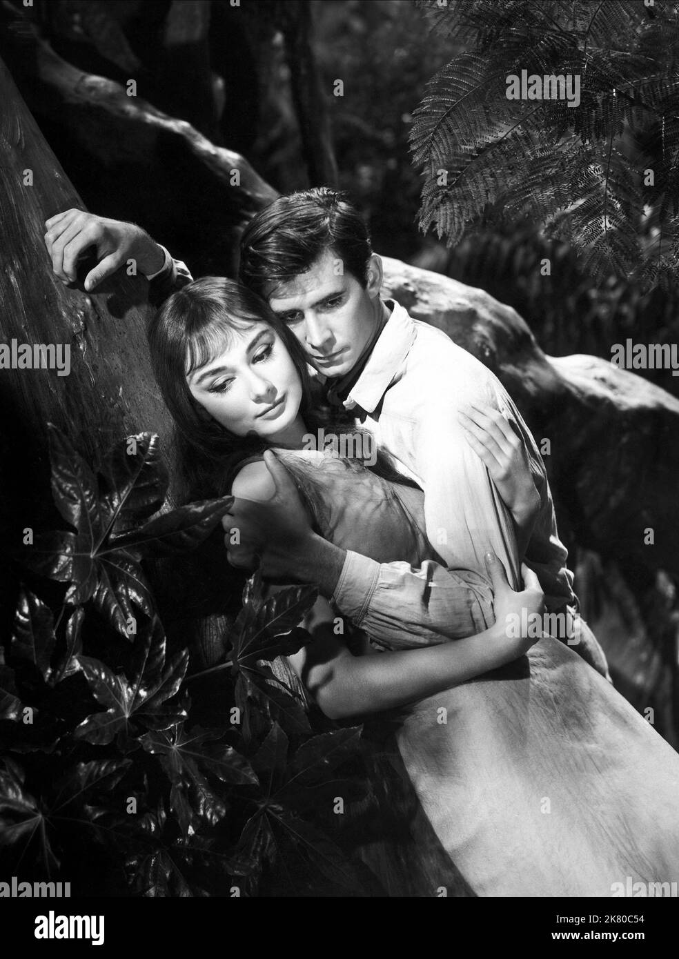 Audrey Hepburn & Anthony Perkins Film Green Mansions (1959) Characters: Rima, Abel Director: Mel ...