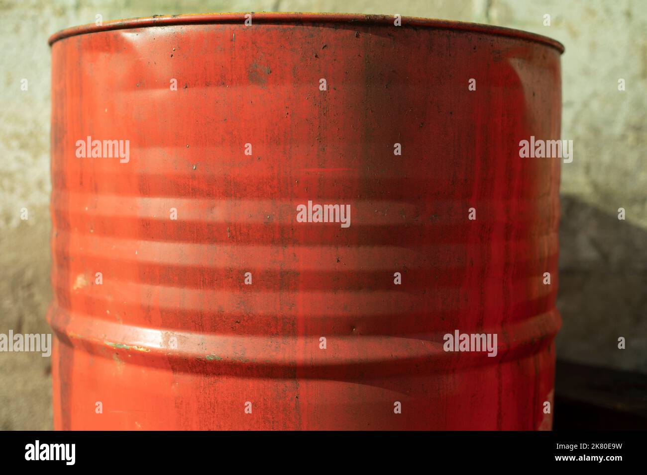 Red barrel for fuel. Oil barrel from stock. Steel tank. Tin tank Stock ...