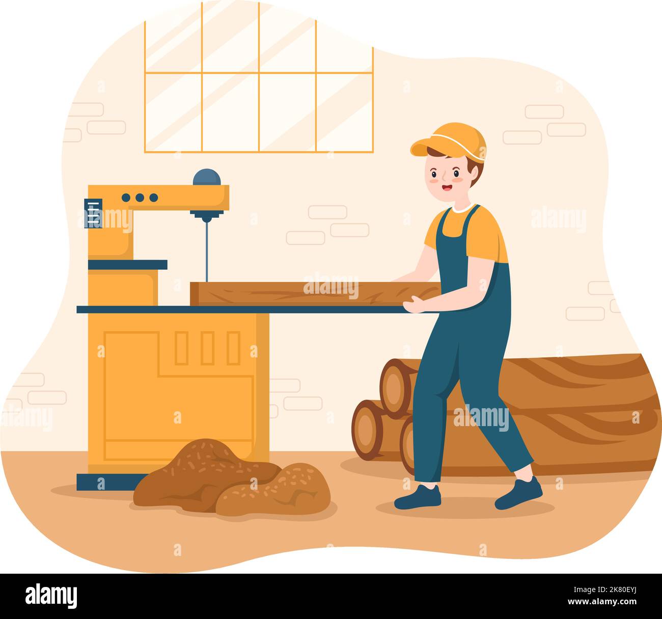 People Tree Cutting and Timber with Truck, Chainsaw Wooden and Tools ...